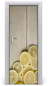 Fototapeta na dveře samolepící citrony na dřevě 85x205 cm