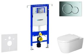 Geberit Duofix - Modul pro závěsné WC s tlačítkem Sigma01, lesklý chrom + Duravit ME by Starck - WC a sedátko, Rimless, SoftClose 111.355.00.5 NM2