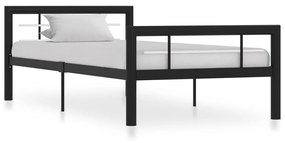 284550 vidaXL Rám postele černý a bílý kov 90 x 200 cm