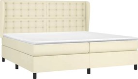 Box spring postel s matrací krémová 200x200 cm umělá kůže 3129053
