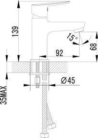 Sapho Small umyvadlová baterie bez výpusti 139 mm chrom SM06
