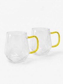 Sinsay - Skleněné hrnky s geometrickým dnem 2 pack - clear