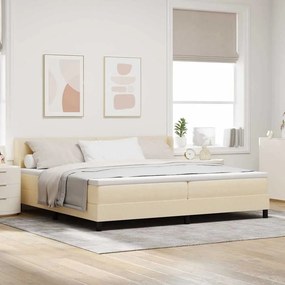 Postel s boxspringem s čelo Krémová 200 x 200 cm textil 3341130