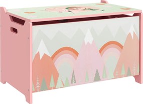Kufry ZONEKIZ pro ukládání hraček pro děti 3-8 let s 2 úchyty a potiskem lišky, nosnost 20 kg, 60x37x39 cm, růžová | Aosom
