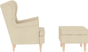 Křeslo s podnožkou krémové textil 3307996