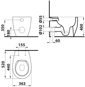 Isvea Isvea, SENTIMENTI WC mísa stojící, Rimless, 36x55cm spodní/zadní odpad, bílá, 10SM10004SV
