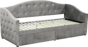 Postel ZASKA šedá 90x200 s úložným prostorem, Velvet látka, Kondela 0000396165
