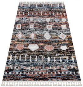 Moderní koberec BELLE BR36A černý / růžový střapce velikost 180x270 cm | krásné koberce cz