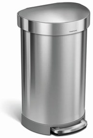 Půlkulatý pedálový koš 45 l, matná ocel, nerez