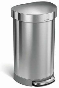 Půlkulatý pedálový koš 45 l, matná ocel, nerez