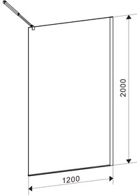 BPS-koupelny Sprchová zástěna Walk-in HYD-WI04 120 černá/transparent - bez vaničky