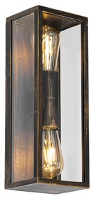 Vintage nástěnné svítidlo starožitné zlaté 38 cm 2-svítidlo IP44 - Charlois