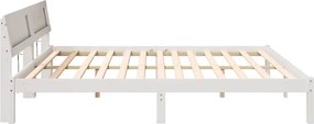 Rám postele s čelo Bílá 200 x 200 cm Masivní borové dřevo 3385746