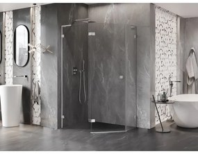 Mexen Lunar, L pětiúhelníkový sprchový kout naklápěcí doleva 100 x 80 cm, 8mm čiré sklo, chromový profil, 831L-100L-080P-01-00-L