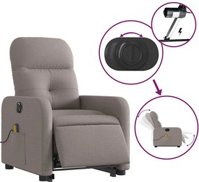 Elektrické zvedací masážní polohovací křeslo taupe textil 3206829