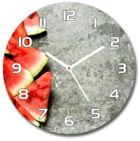 Wallmuralia Skleněné hodiny kulaté Nakrájený meloun fi 30 cm