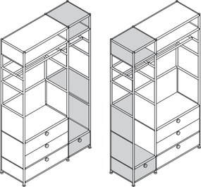 Tchibo - Kovová šatní skříň »Cn3« se 2 šatními tyčemi a 4 zásuvkami - barva: bílá