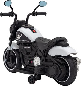 Ramiz Elektrická motorka Chopper FASTER pro děti bílá + FM rádio + audio panel + LED