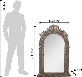 Šedé dřevěné nástěnné antik zrcadlo s patinou - 73*7*115 cm