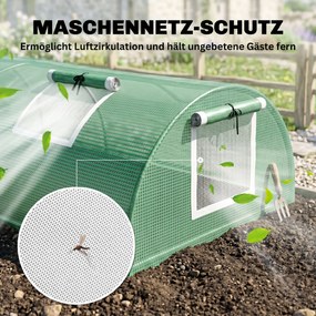 Outsunny Mini tunelový skleník Fóliový skleník s oknem ze síťoviny Fólie PE odolná proti UV záření zelená 200x80x45cm ideální pro zahradní rostliny |…