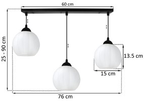 Závěsné svítidlo Costa, 3x bílé skleněné stínítko, b