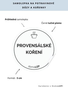 Samolepka na kořenky PROVENSÁLSKÉ KOŘENÍ průhledná 5 cm tučné písmo