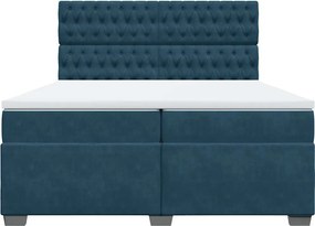 Box spring postel s matrací modrá 200 x 200 cm samet 3291012