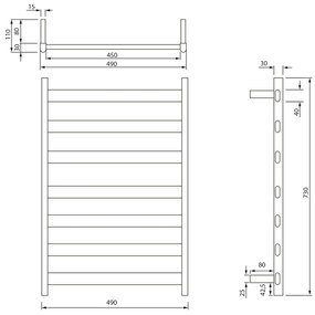 Sapho, ELIAS Elektrický sušák ručníků 490x730x110mm, 105W, bílá matná, EB540