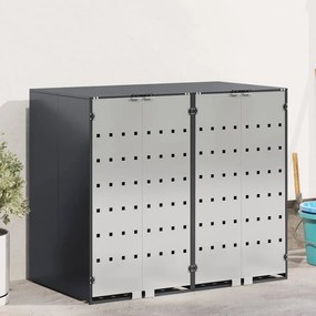 Úložný box na 3 popelnice Nerezová ocel Antracit 3394778