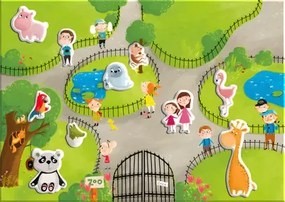 DODO Magnetická hra Zoo / Magnetky / 35 dílků / Přenosná herní deska