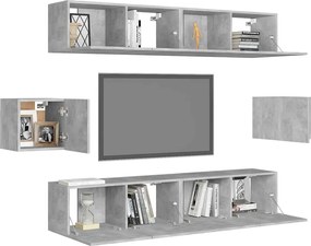 6dílný set TV skříněk betonově šedý kompozitní dřevo 3079103