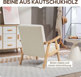 HOMCOM Křeslo do Obývacího Pokoje Nordic S Područky, Polstrování, Padded Křeslo s Dřevěným Rámem, Křeslo s Vzhledem Veluru, Čalouněné Křeslo do Ložni…