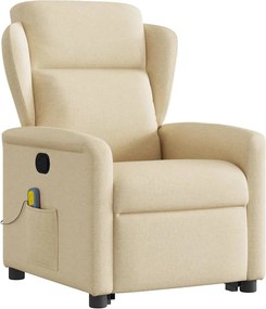 Zvedací masážní polohovací křeslo krémové textil 3303152