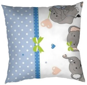 Dadka Povlečení krep Sloni denim  Povlak krep Sloni denim 40x40 cm