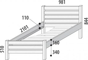 Domestav KARLA postel Senior 90 cm smrk