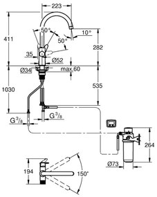 GROHE 30593000 - Dřezová baterie BLUE PURE C-výpusť lesklý chrom