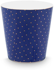 Pip Studio Royal Dots hrnek bez ucha s odkládacím táckem 230ml, modrý (hrnek bez ucha z tenkostěnného porcelánu)