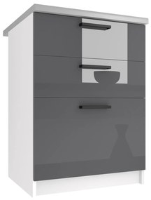 Kuchyňská skříňka Belini spodní se zásuvkami 60 cm šedý lesk s pracovní deskou  INF SDSZ60/0/WT/S/0/B1