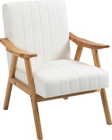 HOMCOM čalouněné křeslo lounge chair v sametovém vzhledu s područkami, design Scandi, krémová, 68x74x82cm| Aosom