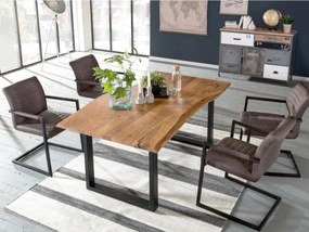 furniture-nabytek.cz - Masivní jídelní sestava Bullwer 170x90x75  s 4 židlemi Picton z akáciového dřeva, hnědá a černá