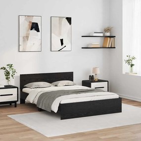 Rám postele s LED pásky Černý dub 135 x 190 cm Kompozitní dřevo 3403576