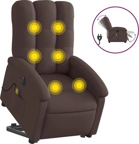 Elektrické zvedací masážní polohovací křeslo tmavě hnědé textil 3204133