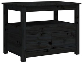 Konferenční stolek černý 71 x 49 x 55 cm masivní borové dřevo
