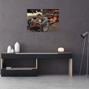 Skleněný obraz hnědého auta (70x50 cm)