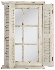 Béžové antik dřevěné nástěnné zrcadlo okno s okenicemi Old - 46*7*71 cm