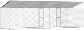 Psí klec s střechou Stříbrná 800 x 200 x 256 cm Ocel a PE 3368305