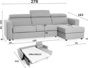 Rohová sedací souprava TAVOLA s rozkladem na každodenní spaní, černá (penelope 25), 140 (v12)