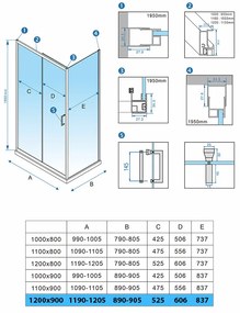 BPS-koupelny Obdélníkový sprchový kout HYD-OK104C 120x90 černá/transparent + vanička HYD-OSV-ST04C bílá