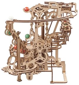 Ugears - 3D dřevěné mechanické puzzle Kuličková dráha řetězová