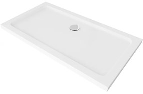 Mexen Flat obdélníková vanička do sprchového koutu slim 140 x 70 cm, Bílá , sifon Chromovaná - 40107014